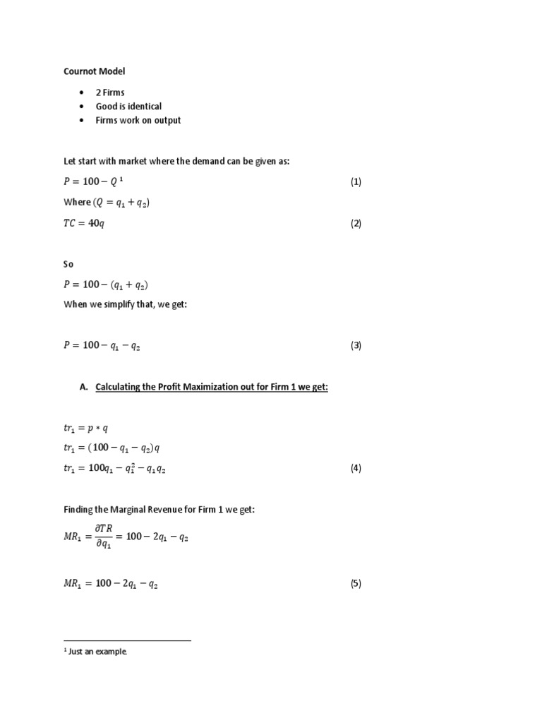 Cournot Model: Just An Example | PDF | Profit (Economics) | Business ...
