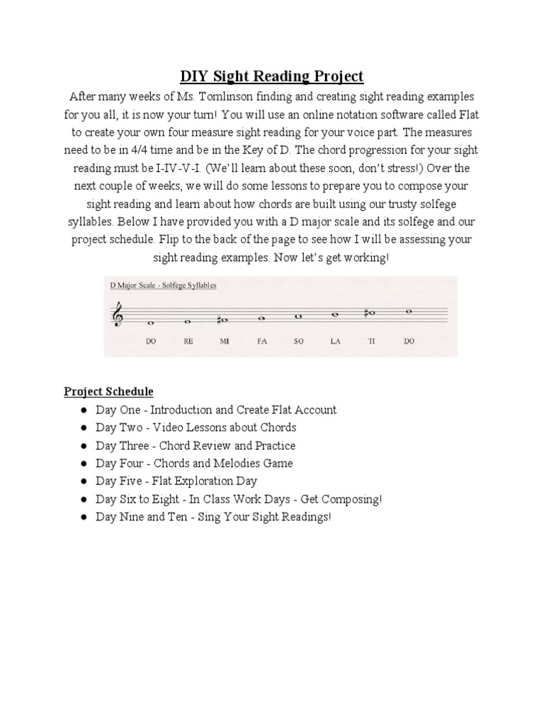 Diy Sight Reading Projectdescription Rubric | PDF | Chord (Music) | Harmony