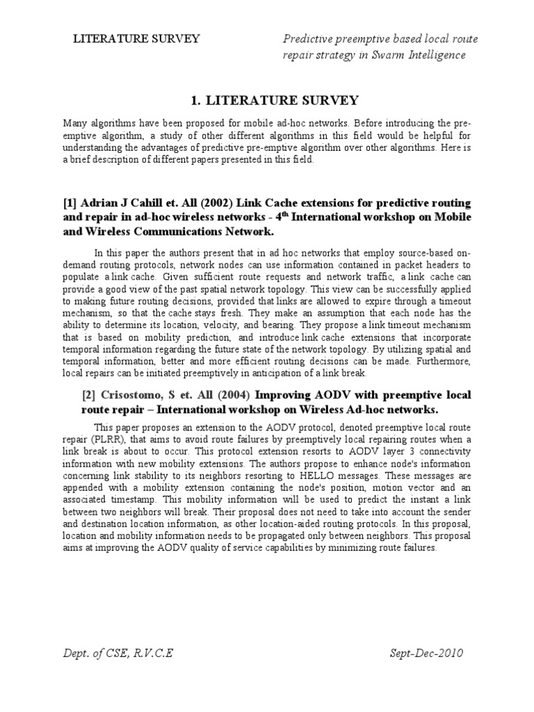 Literature Survey | PDF | Routing | Wireless Ad Hoc Network