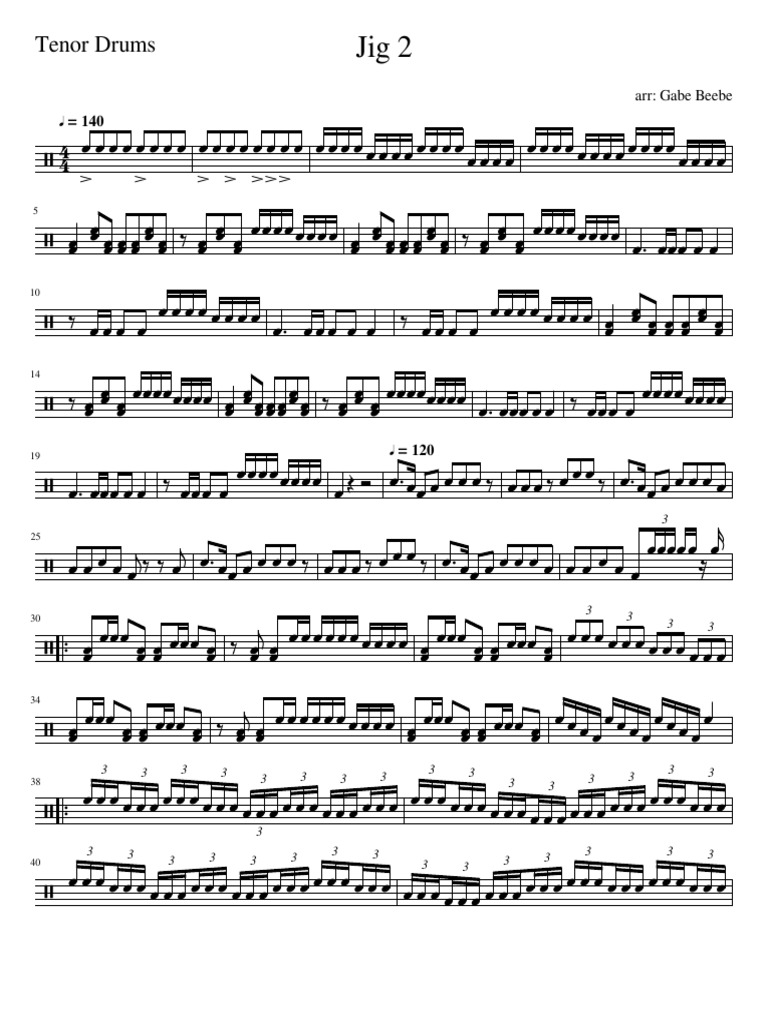 Tenor Drums Jig 2 by Gabe Beebe | PDF
