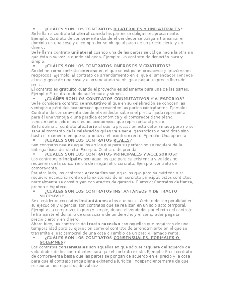 Cuáles Son Los Contratos Bilaterales y Unilaterales | PDF | Derecho ...