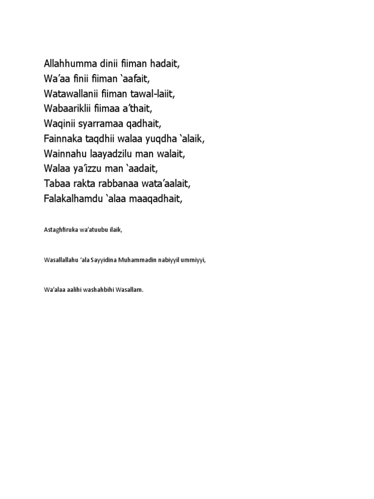 Doa Qunut | PDF | Religion & Spirituality