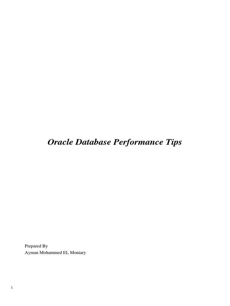Oracle Database Performance Tips | PDF | Database Index | Pl/Sql
