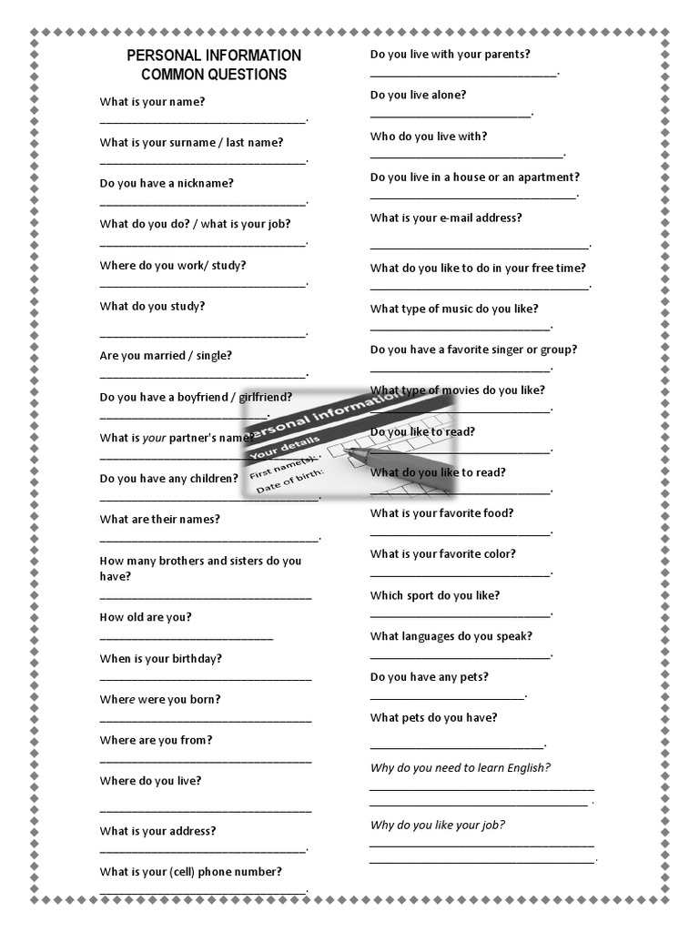 Personal Information Questions | PDF