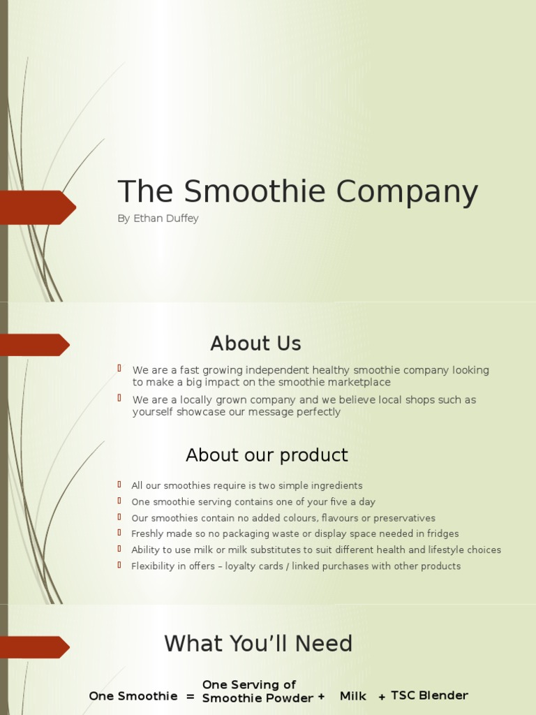 Profitable Smoothie Business Plan | PDF | Milk | Business