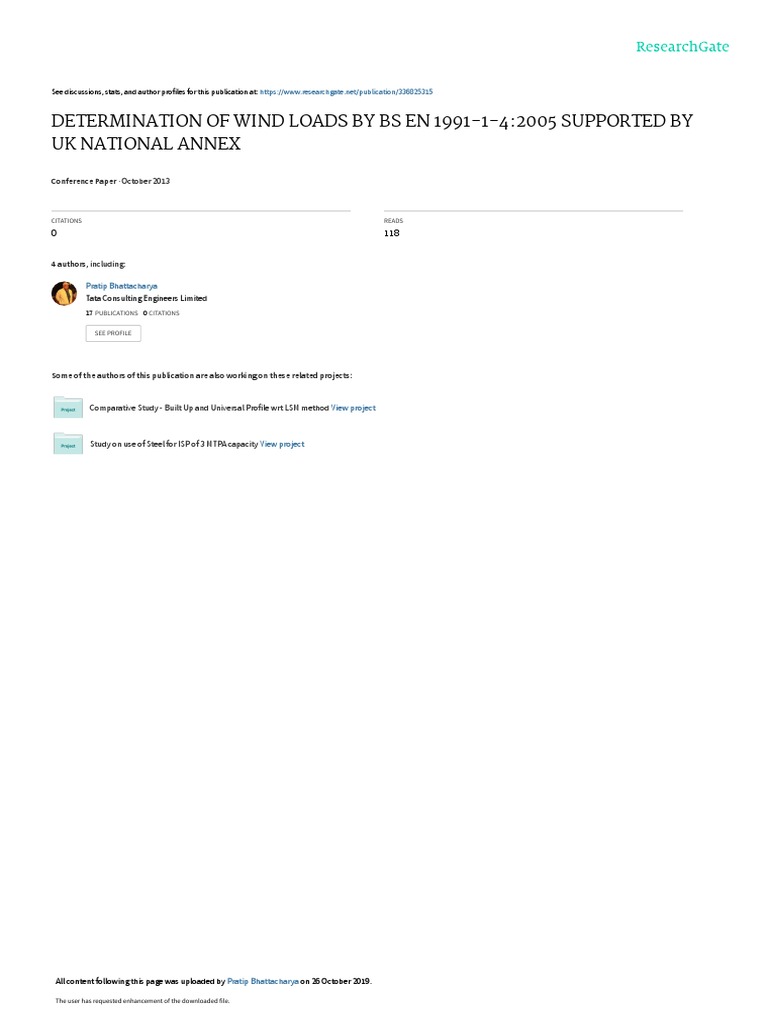 Determination of Wind Loads by Bs en 1991-1-4:2005 Supported by Uk ...