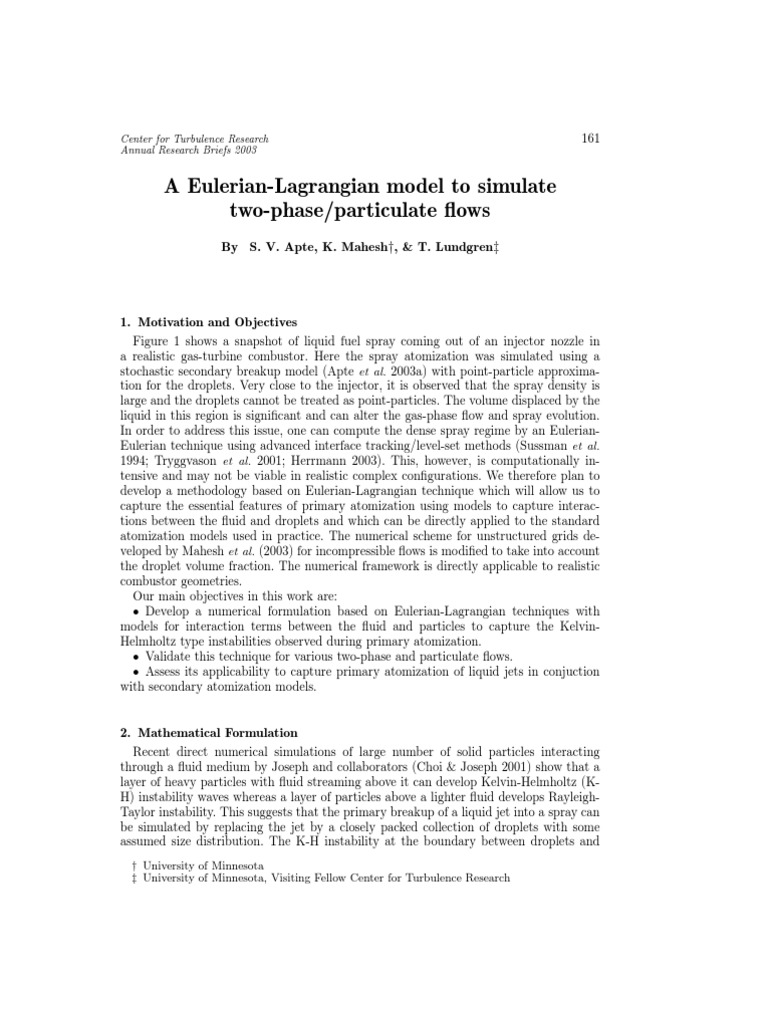 A Numerical Model for Simulating Primary Atomization Using Eulerian-Lagrangian Techniques | PDF ...