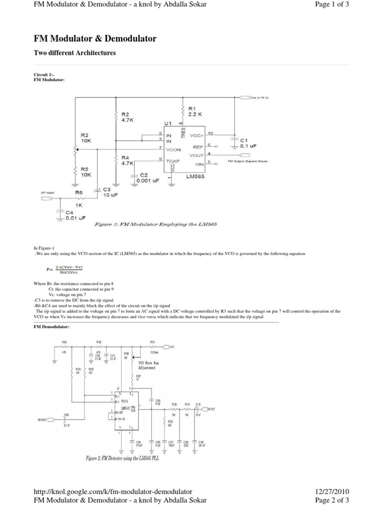 Another CD4046 Demodulator 1210 | PDF | Frequency Modulation | Low Pass Filter