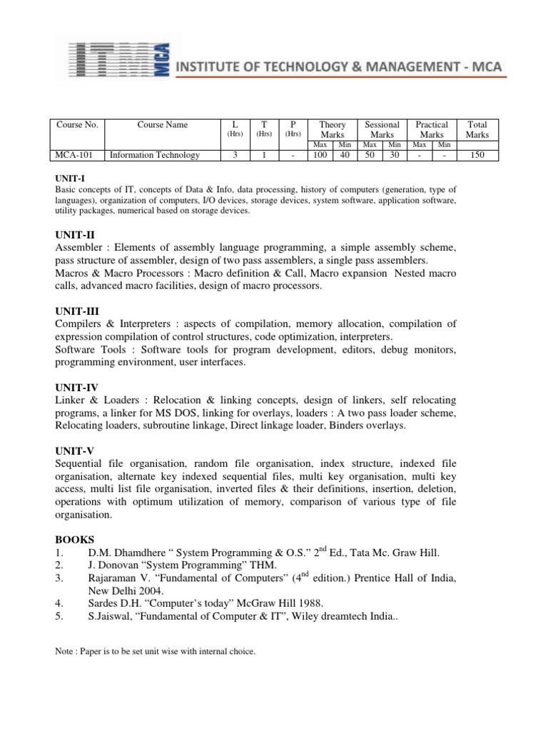 Mca 101 | PDF | Assembly Language | Integrated Circuit