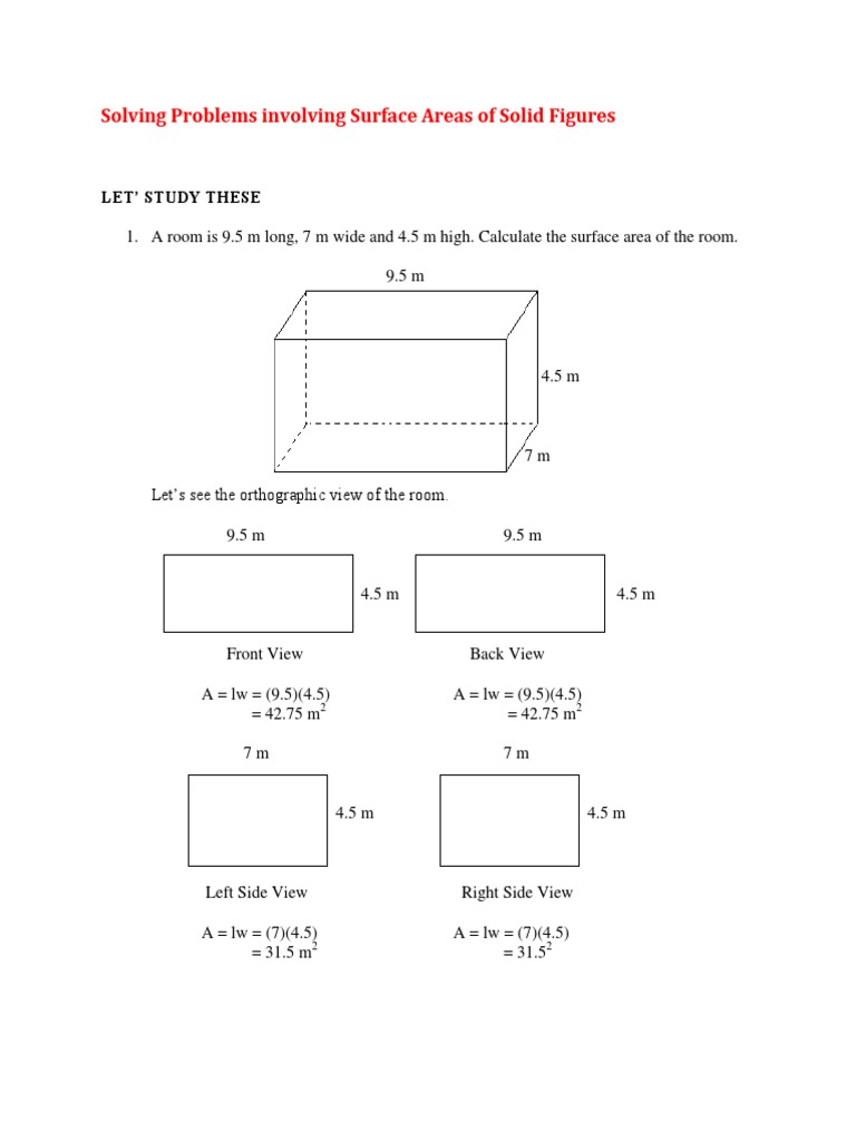 Solving Problems Involving Surface Areas of Solid3 | PDF | Area ...