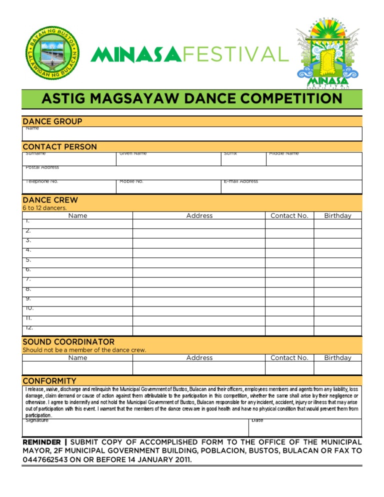 Dance Crew Registration Form | PDF | Social Science