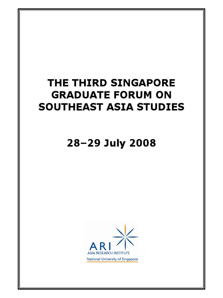 The Third Singapore Graduate Forum On Southeast Asia Studies | Download ...