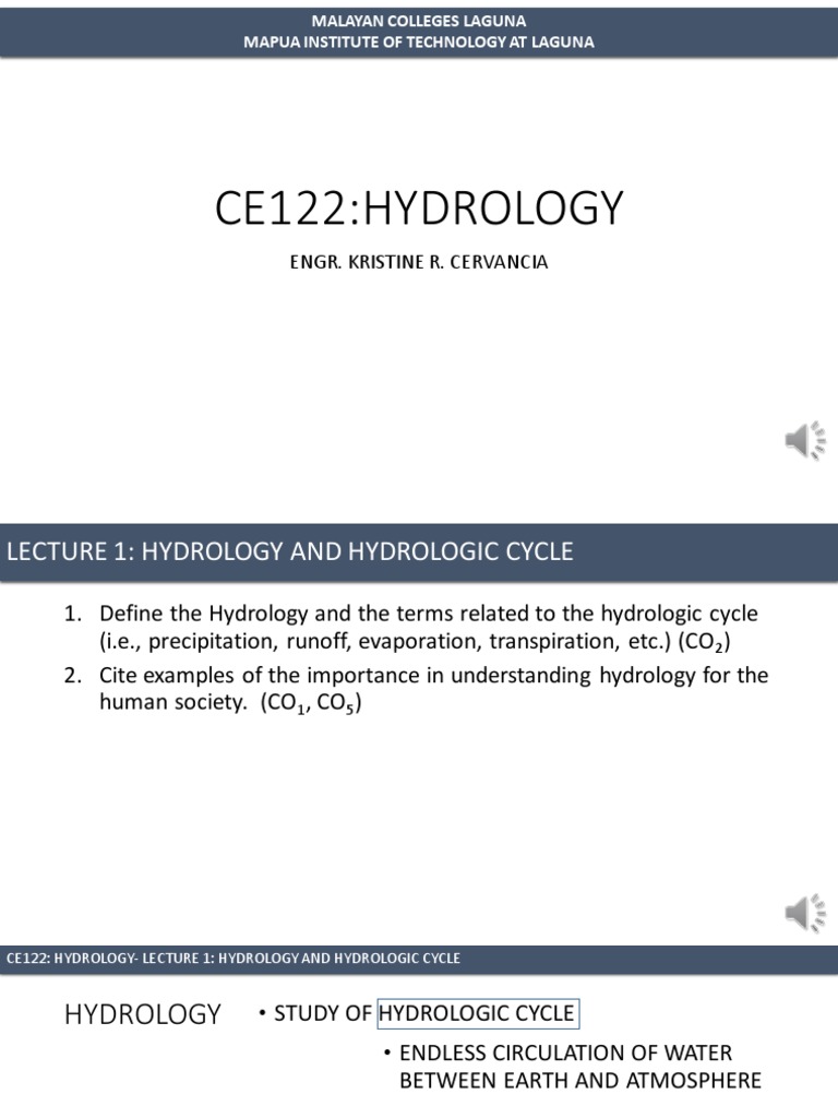 Lecture 1: Introduction To Hydrology | PDF | Hydrology | Water Cycle