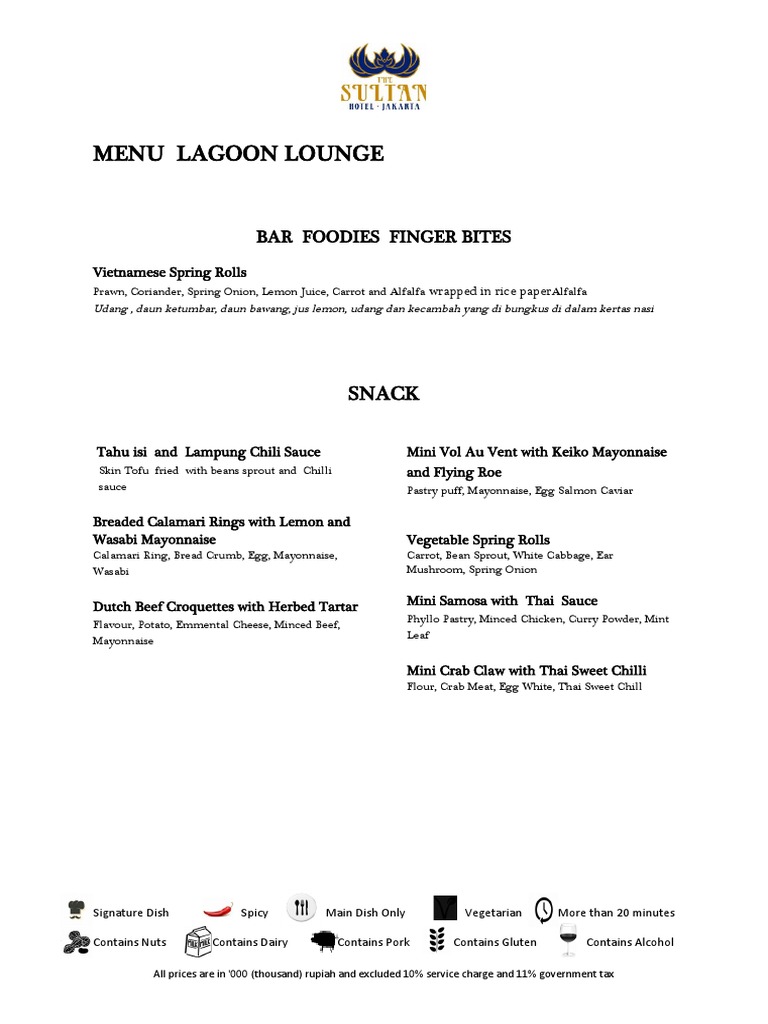Menu Lagoon Lounge: Bar Foodies Finger Bites | PDF | Salad | Thai Cuisine
