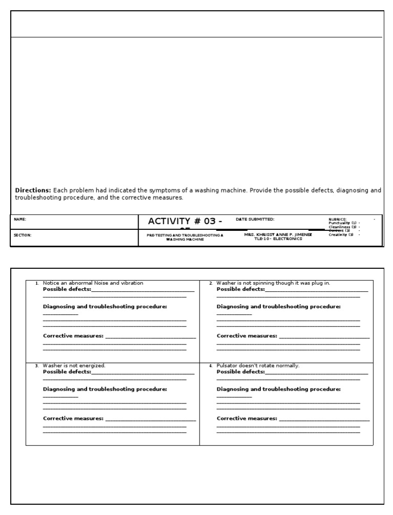 Washing Machine Troubleshooting Guide | PDF | Troubleshooting | Washing ...