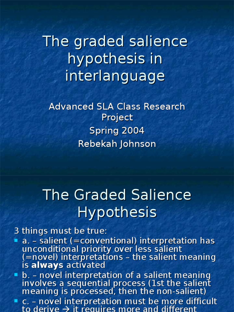 The Graded Salience Hypothesis in Inter Language | PDF | Idiom ...