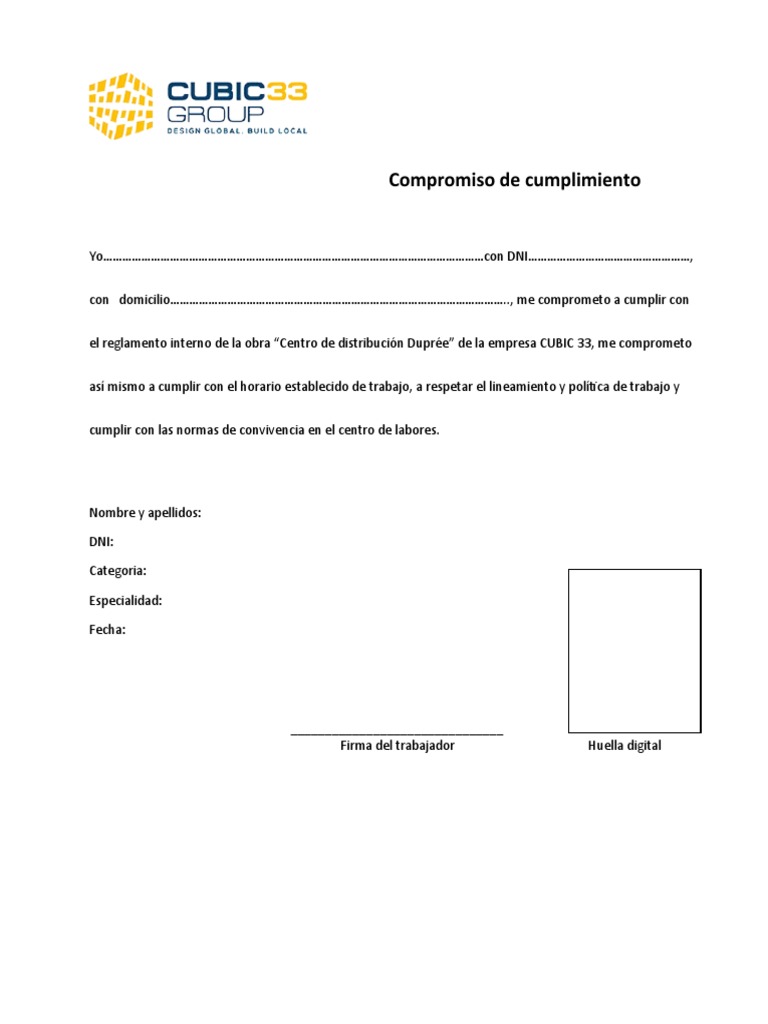 Carta de Compromiso Laboral | PDF