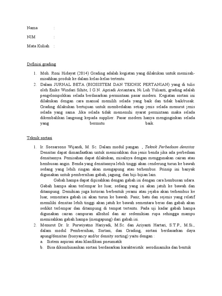 Sortasi Dan Grading | PDF | Sains & Matematika | Teknologi & Rekayasa