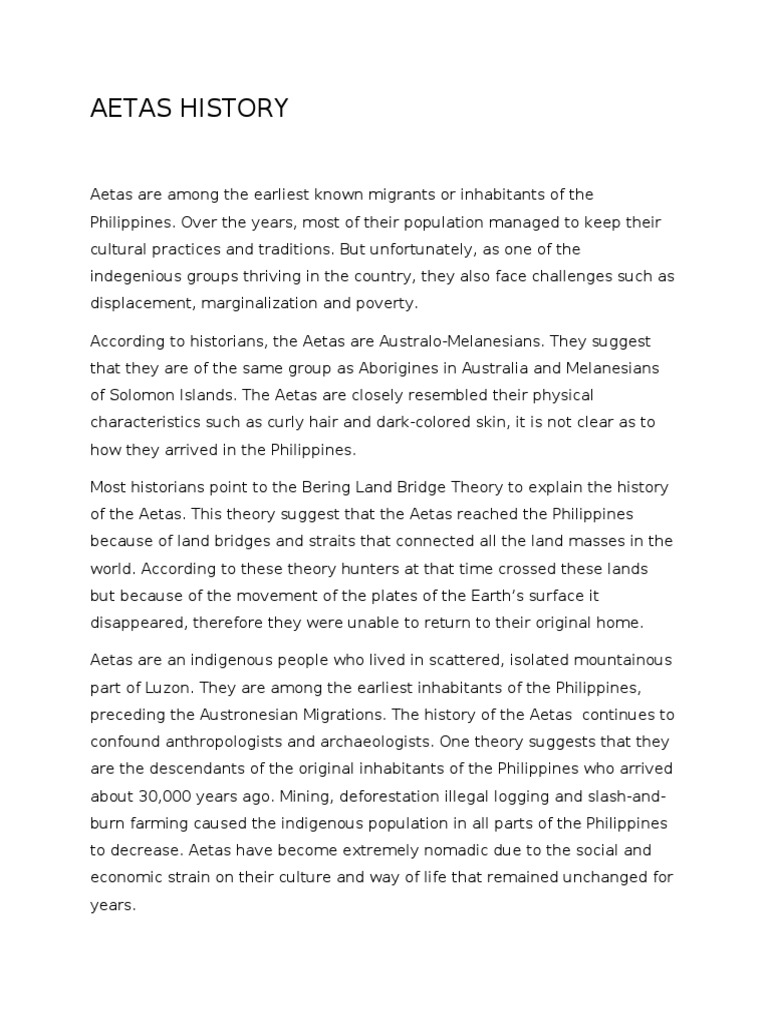 Aetas History | PDF | Ethnic Groups
