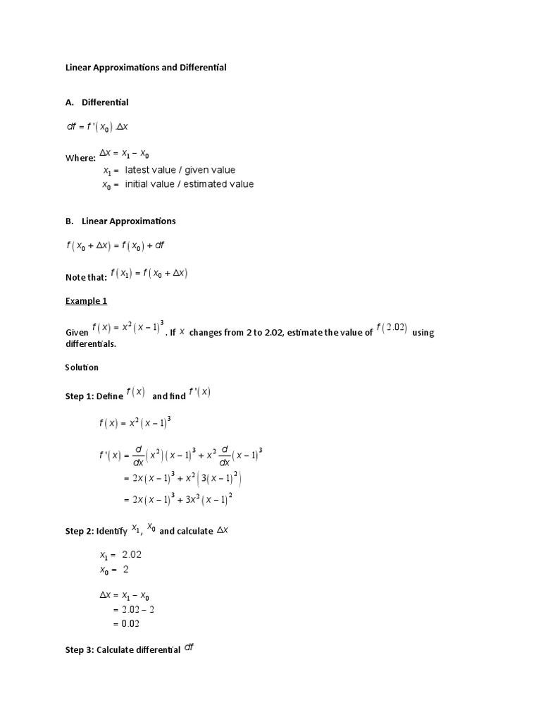 Linear Approximations And Differential Pdf Approximation Numerical Analysis