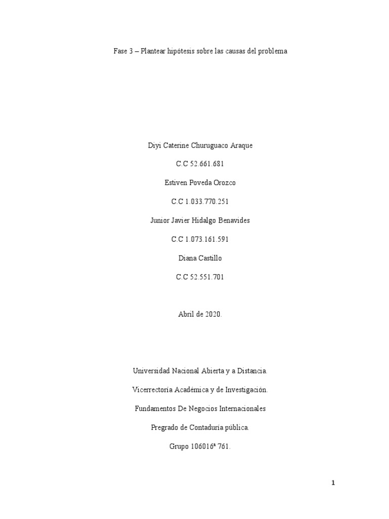 Fase 3 - Plantear Hipótesis Sobre Las Causas Del Problema | PDF ...