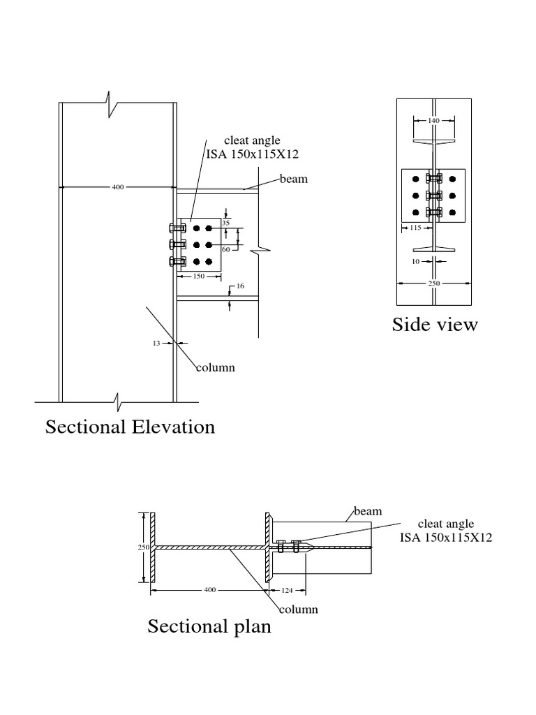Side View: Cleat Angle ISA 150x115X12 Beam | PDF