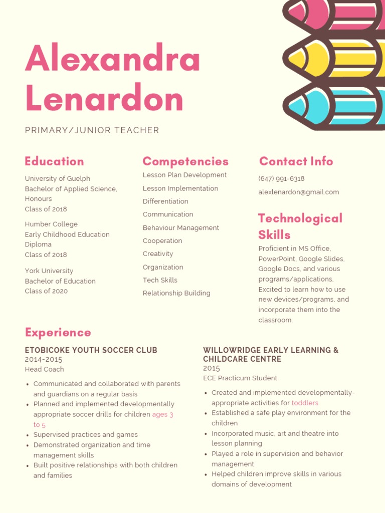 Alexandra Lenardon Resume 2020-2 | PDF | Early Childhood Education ...