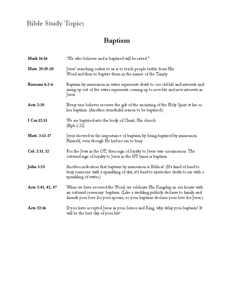 Bible Study Topic:: Baptism | PDF