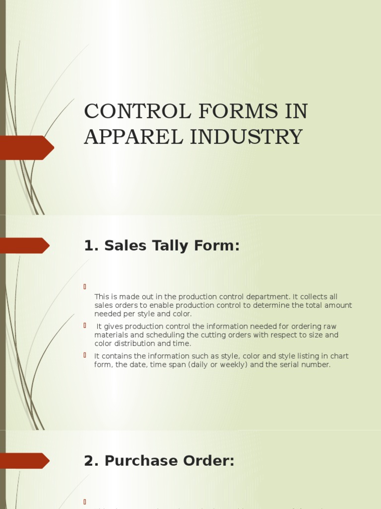 Control Forms in Apparel Industry | PDF | Clothing | Economic Sectors