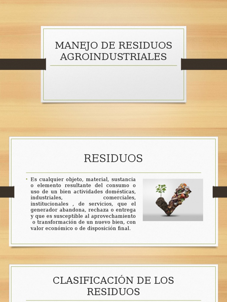 Manejo de Residuos Agroindustriales Diapositivas | PDF | Residuos | Contaminación