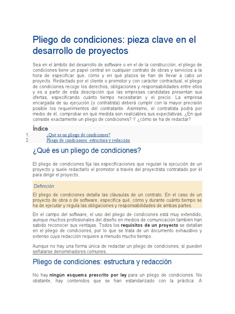 Pliego de Condiciones | PDF | Contratista general | Software