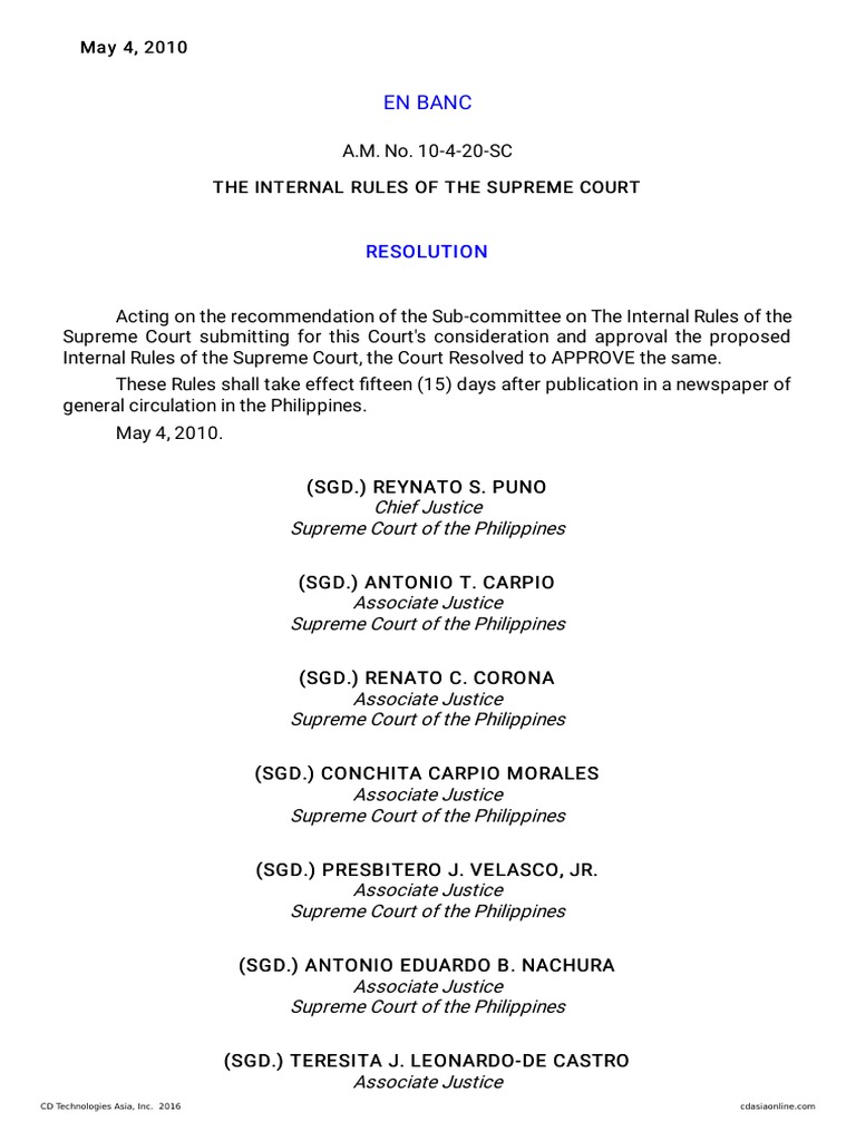 AM No. 10-4-20-SC - The Interal Rules of The Supreme Court | PDF | En ...