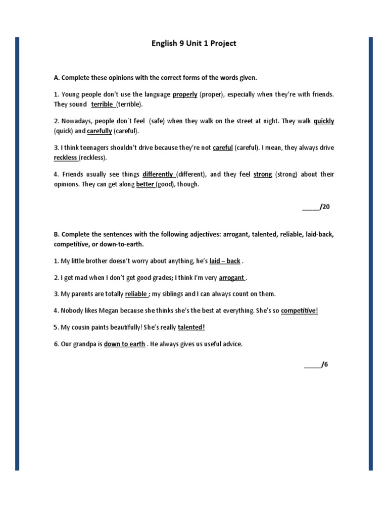 English 9 Unit 1 Project (Contestado) | PDF | Linguistic Morphology ...