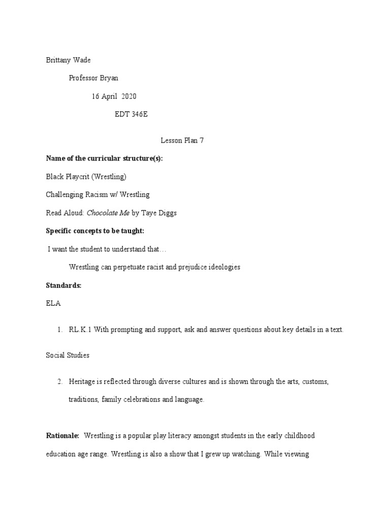 Lesson Plan 7 | PDF | Stereotypes | Racism