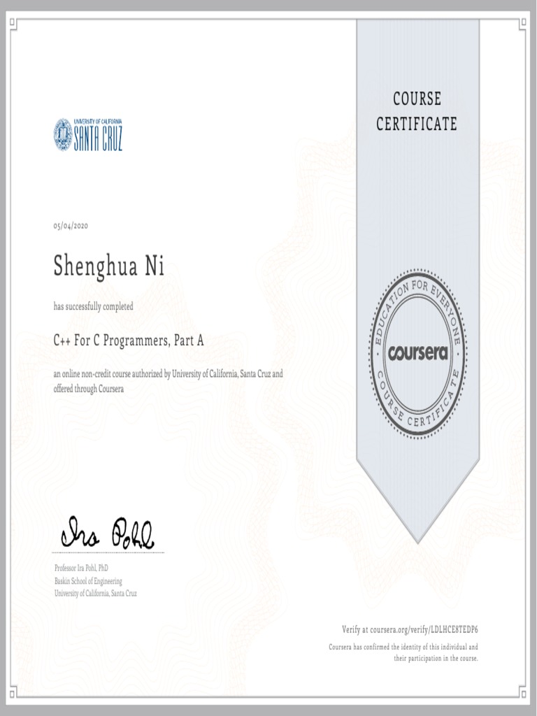 C++ for C Programmers Certificate | PDF | Business | Computing And ...