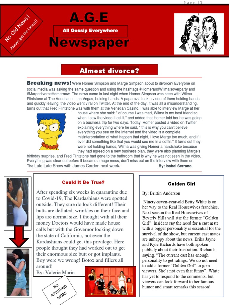 Celebrity Gossip Newspaper Edu 214-1007 Isabel Serrano | PDF