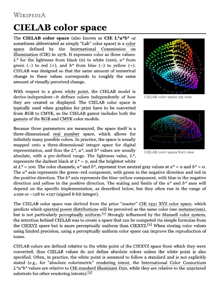 CIELAB Color Space - Wikipedia PDF | PDF