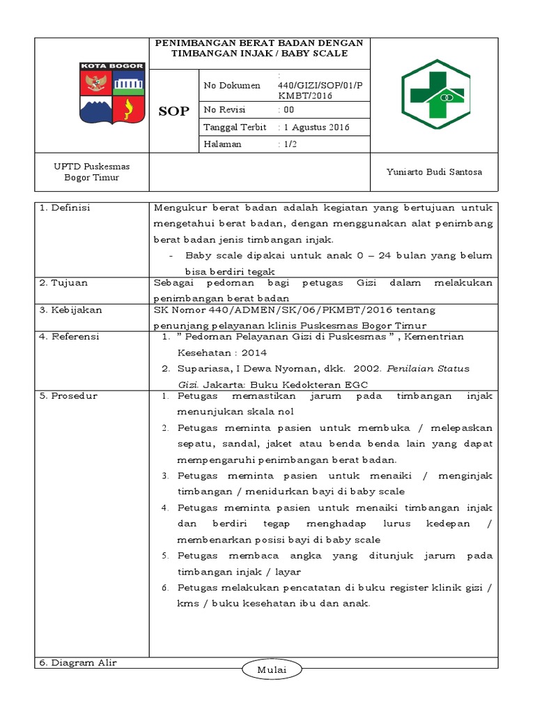 Sop 1. Penimbangan BB | PDF