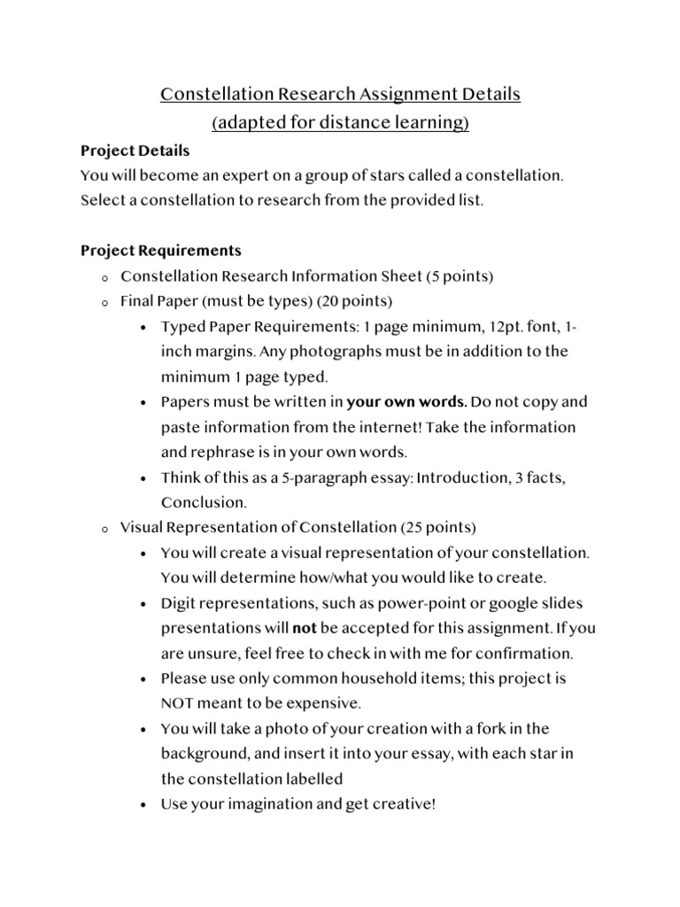 Constellation Research Assignment Details (Adapted For Distance ...