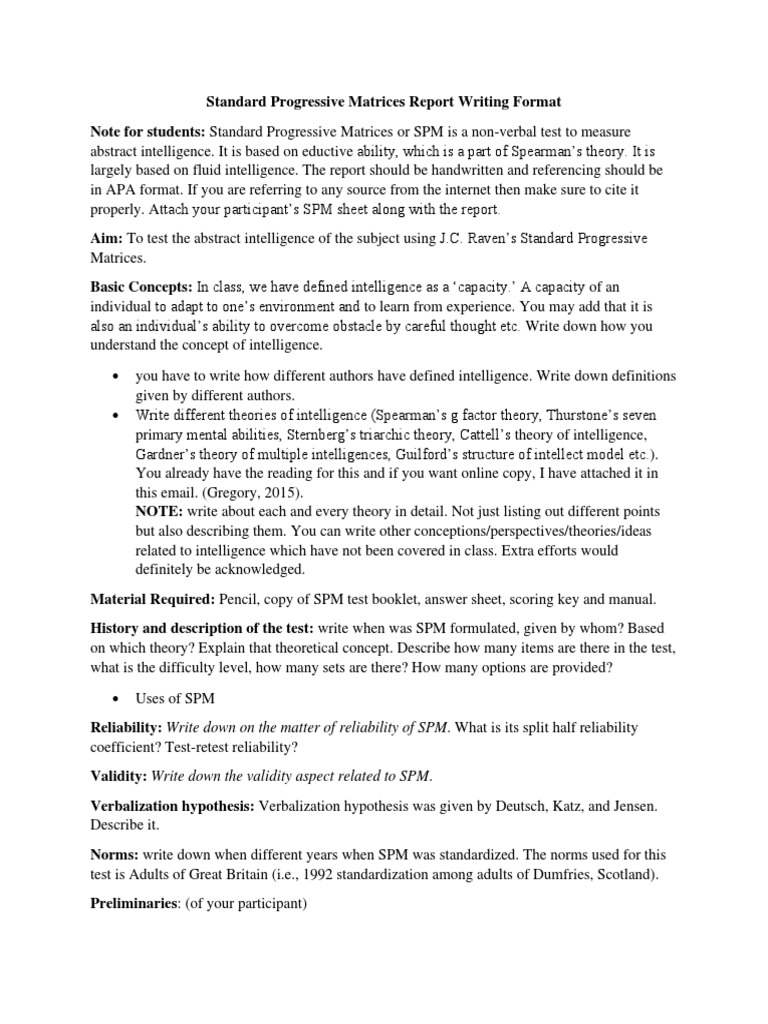 SPM Report Writing Guidelines | PDF | Intelligence | Cognitive Science