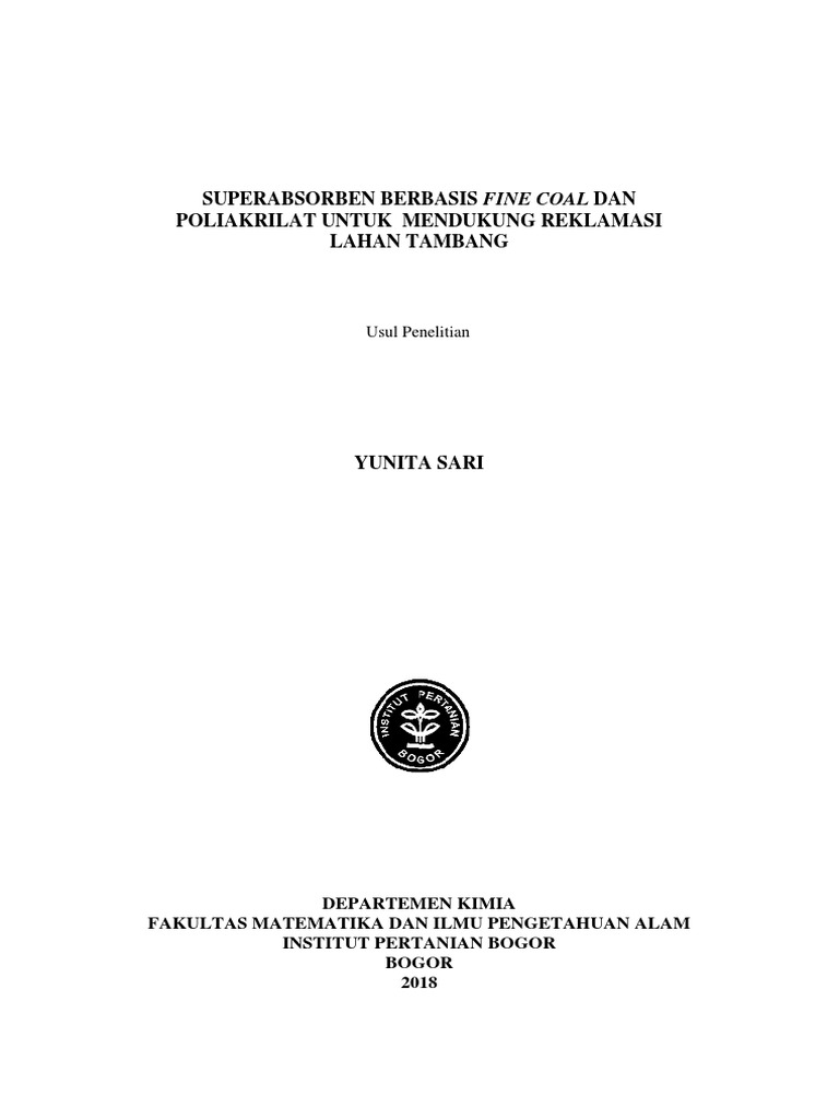 Proposal Yunita Sari-Kimia-IPB PDF | PDF