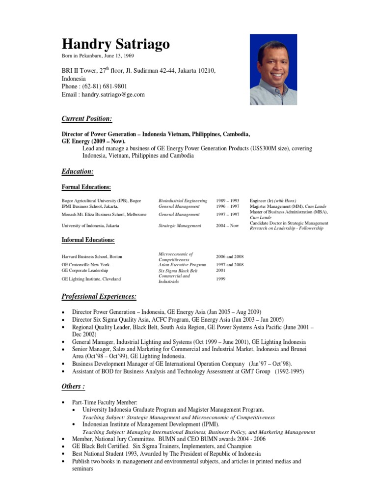 Handry Satriago: GE Energy Director Profile | PDF | Business