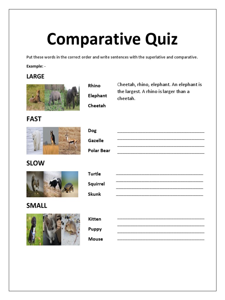 M1 Comparative Quiz Worksheet | PDF
