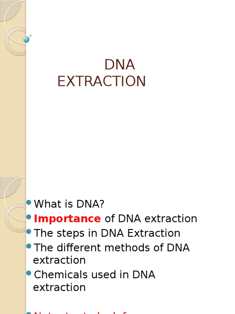 Dna Extraction | PDF | Cell (Biology) | Chemistry