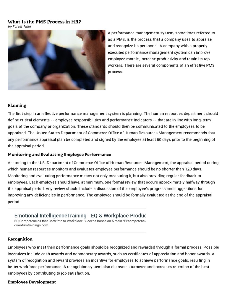 What Is The PMS Process in HR | PDF | Performance Appraisal | Emotional ...