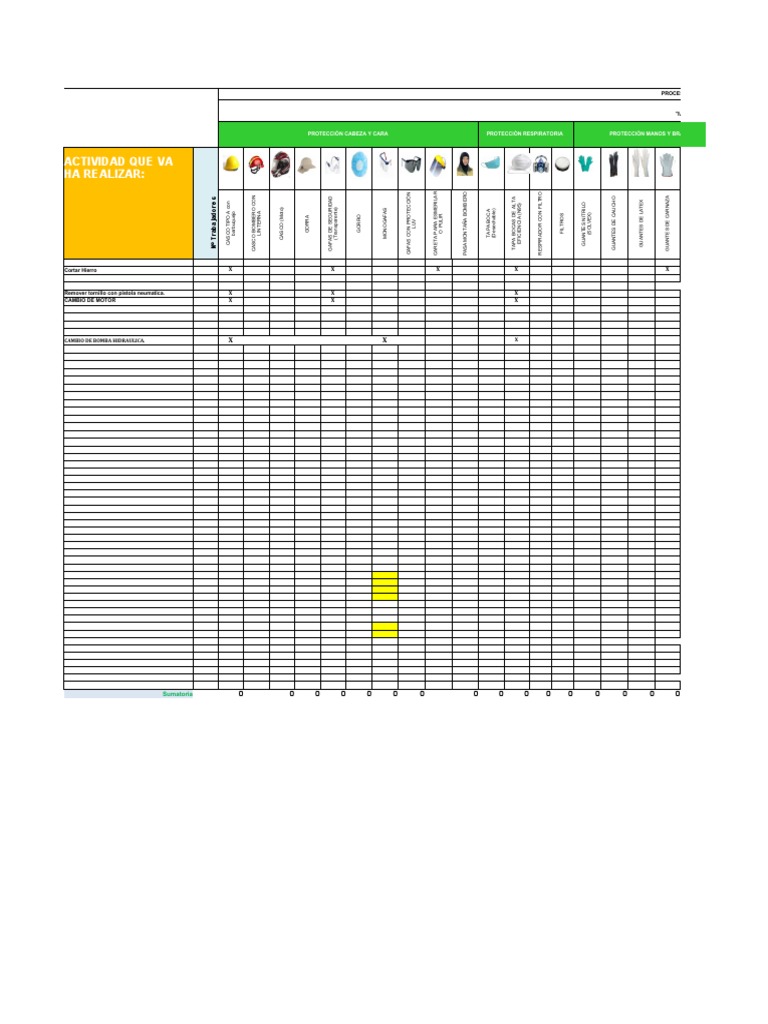Matriz de Epp Excel para Diligenciar | PDF | Softlines (venta minorista ...