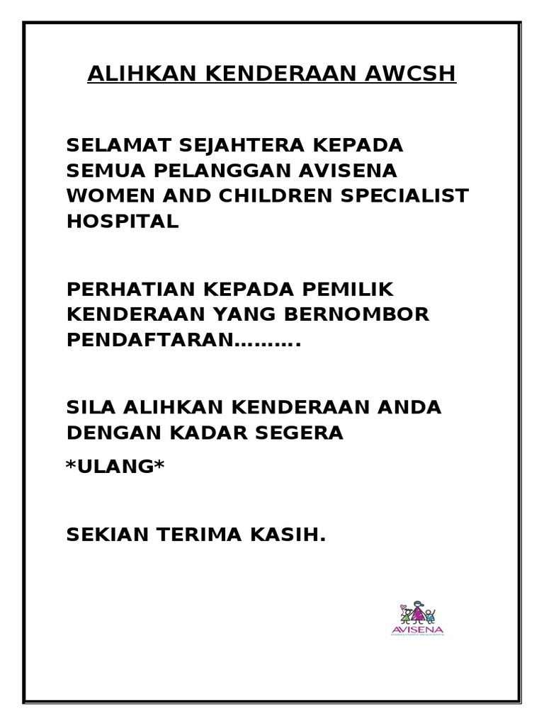 ALIHKAN KENDERAAN AWCH Translated | PDF