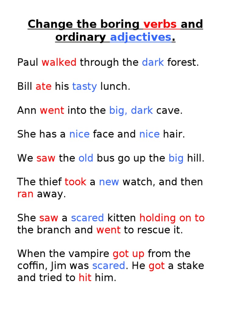 Boringverbs Ordinaryadjectives | PDF