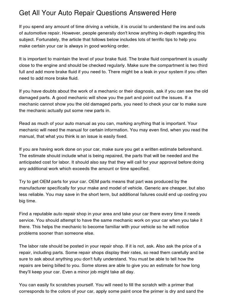 Get All Your Auto Repair Questions Answered Hereefffc PDF | PDF | Auto ...