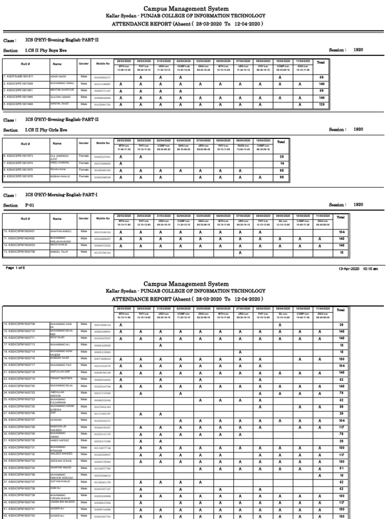 Student Attendance Absent Report | PDF | Violence